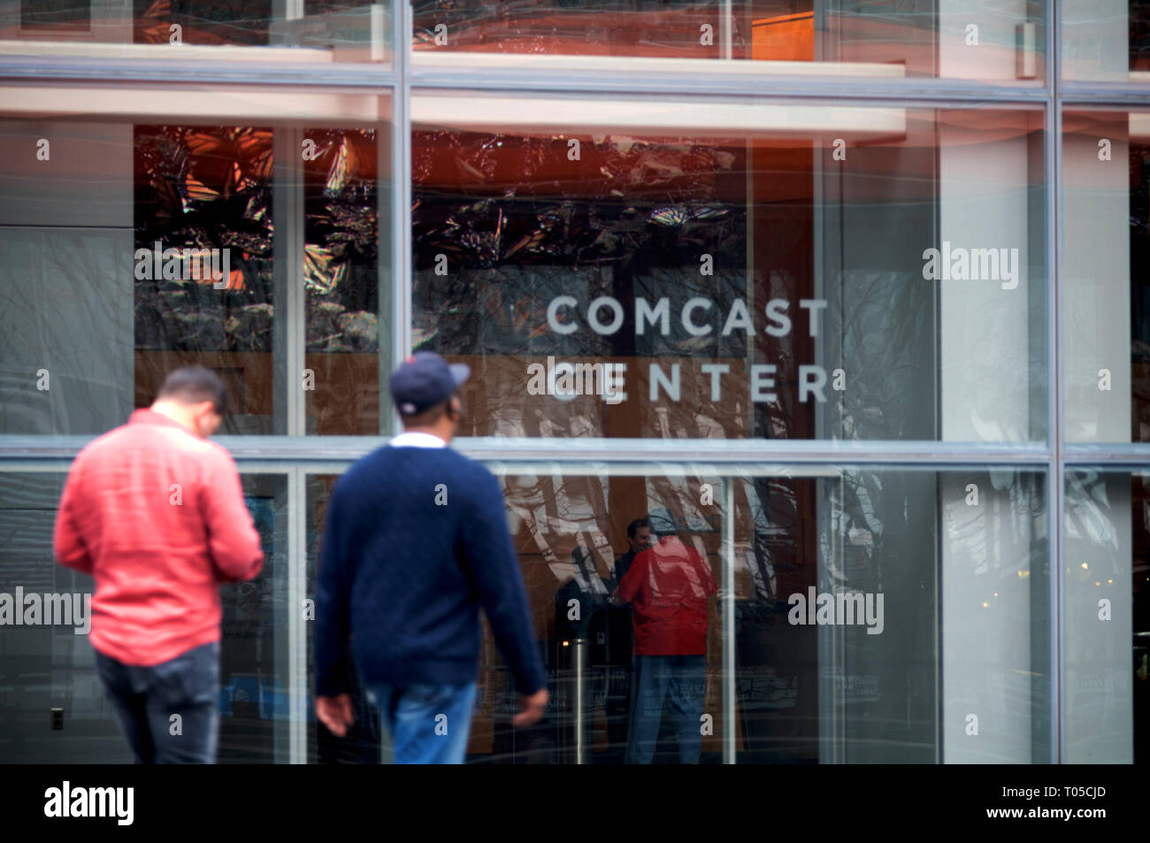 Signage above at the main entrance of the corporate headquarters of ...