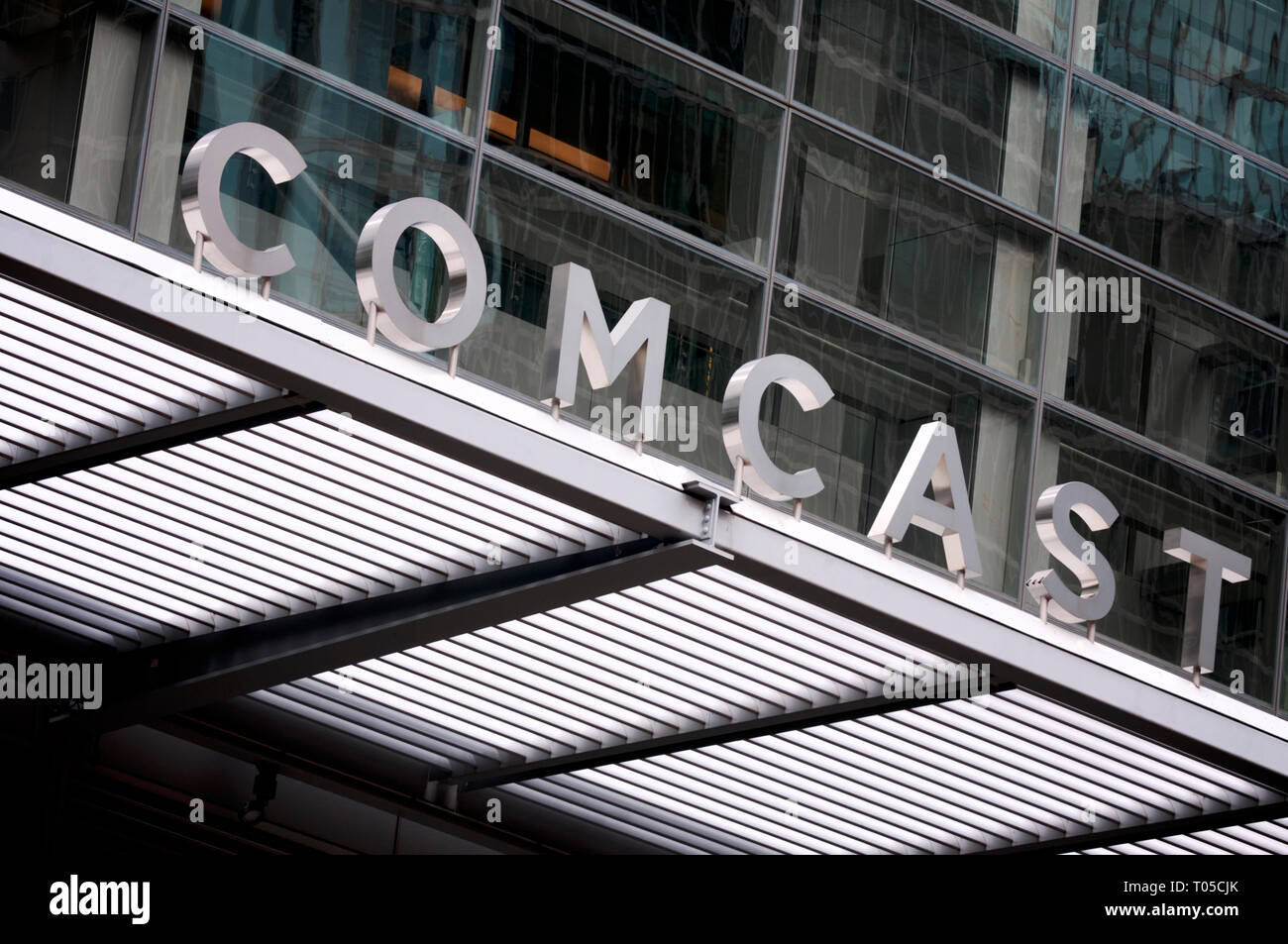 Signage above the main entrance of the corporate headquarters of ...