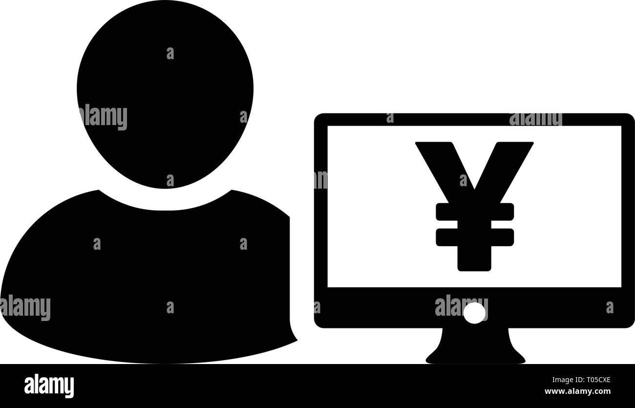 Income icon vector male user person profile avatar with Yen sign and ...