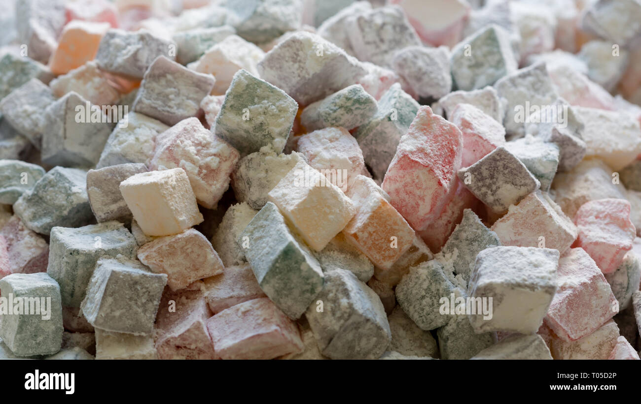 Turkish Delight. Rahat lokum is traditional Turkish sweets, colorful ...