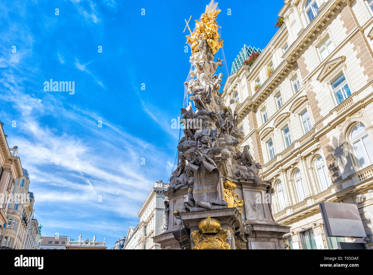 Austria. Plague column on Graben street in Vienna Stock Photo - Alamy