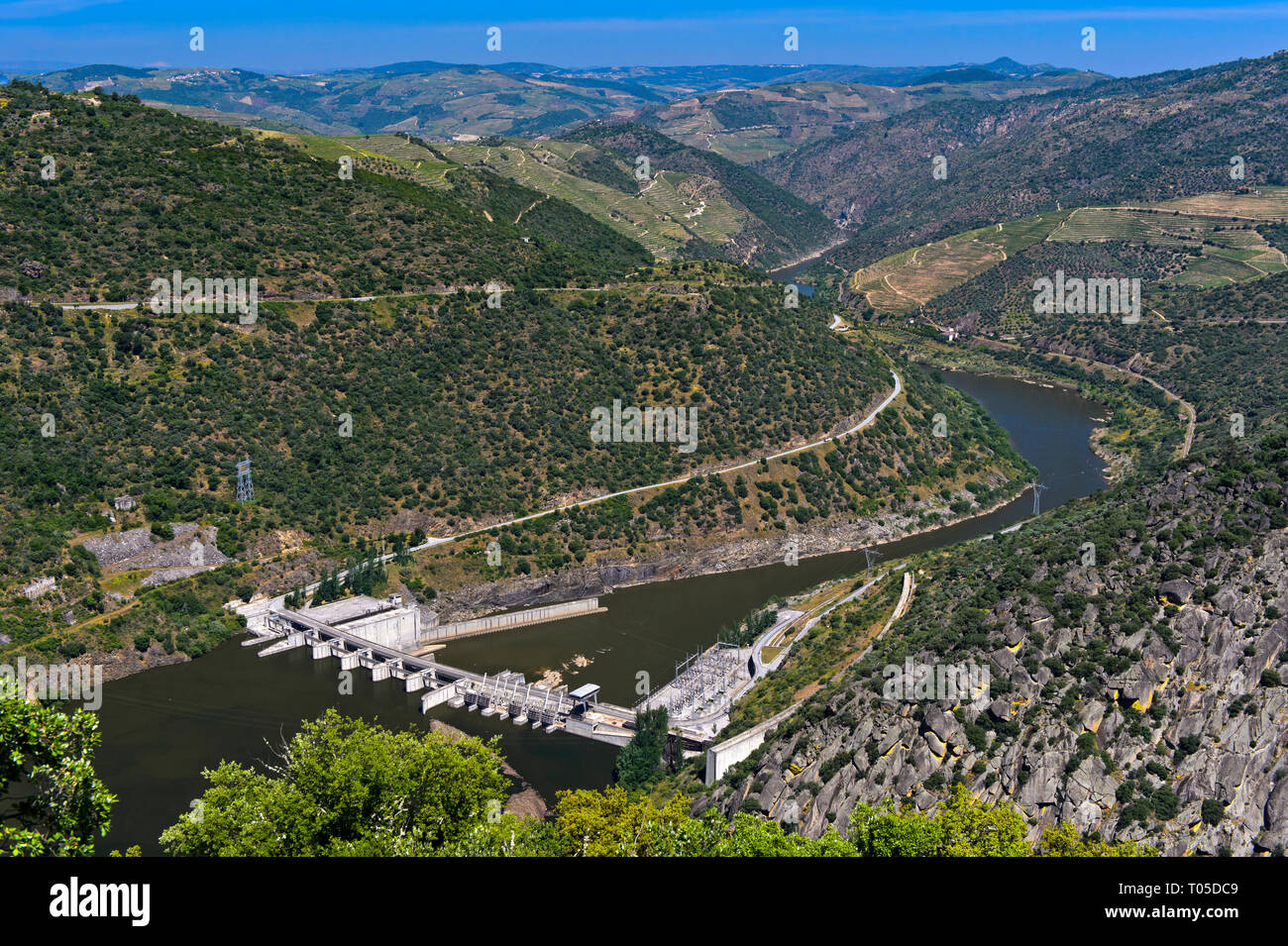 Run-of-the-river hydroelectric power plant Valeira Dam with lock at the ...