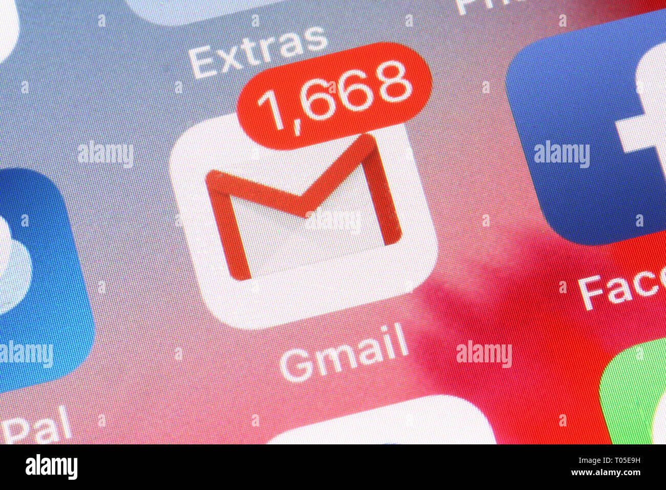 Winnipeg, Manitoba / Canada - March 16, 2019: Close up of Gmail mobile ...