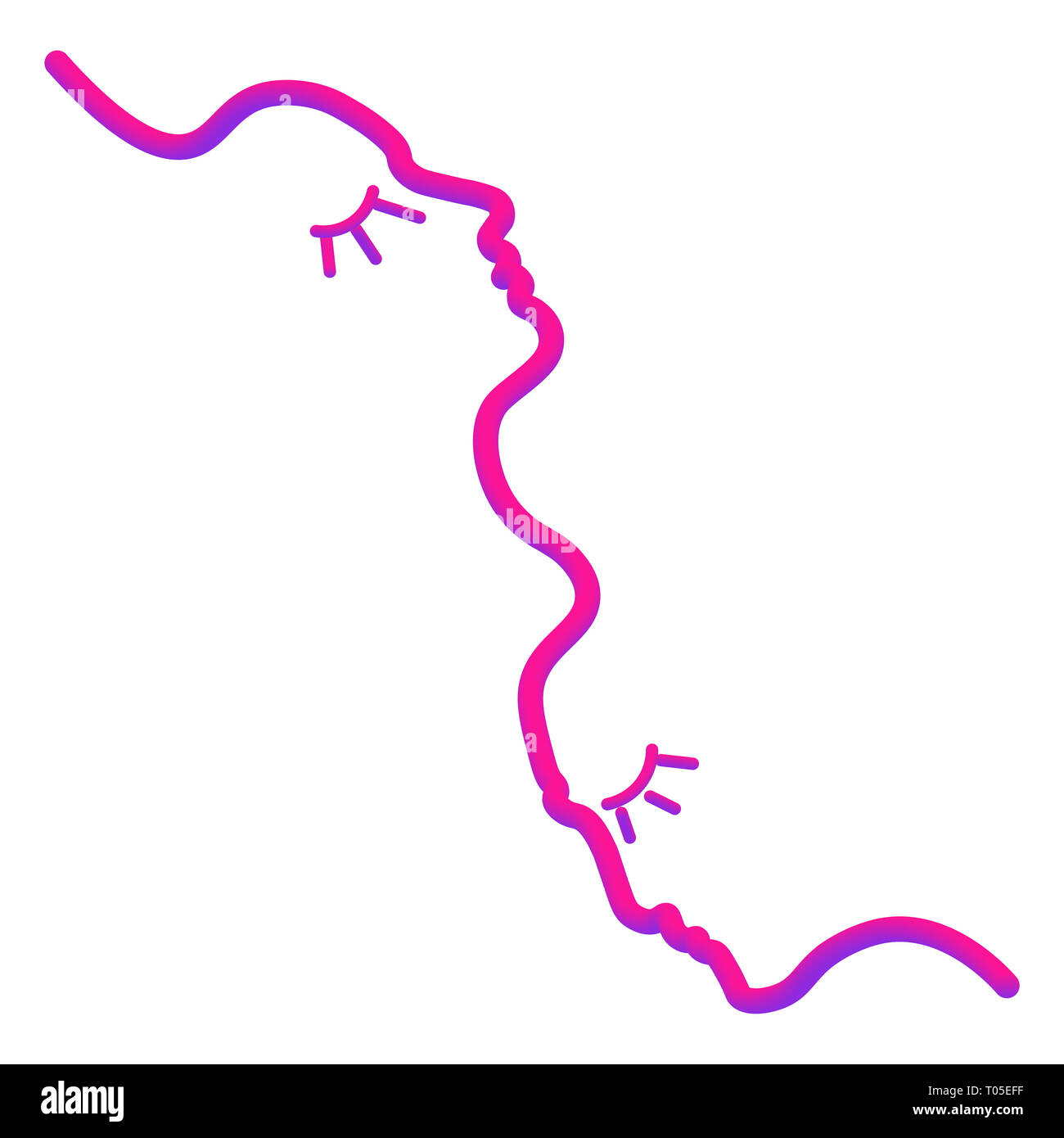 Two people silhouettes drawn with one line. Simple illustration ...