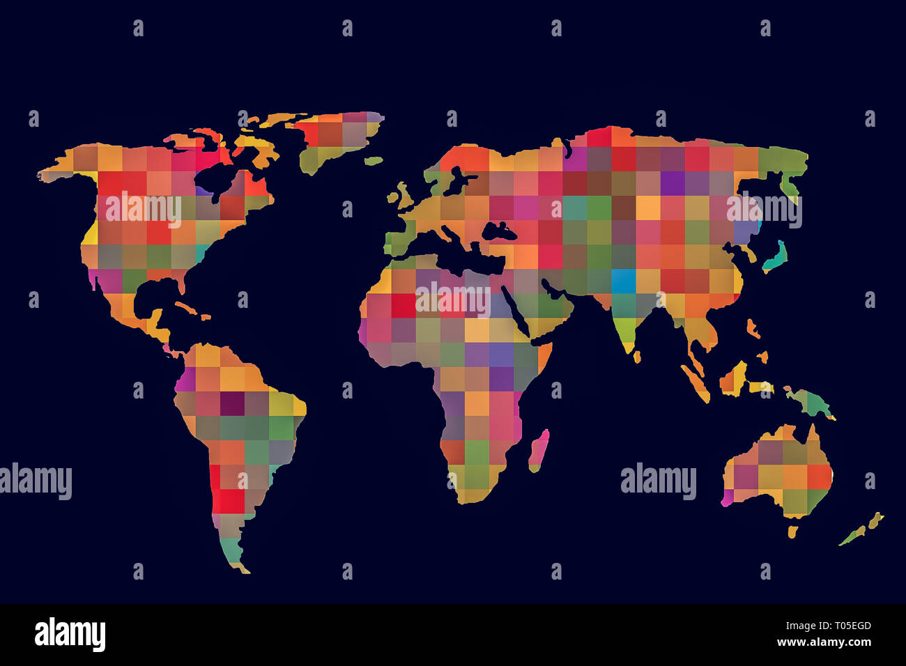 Roughly outlined world map with a colorful background patterns Stock ...
