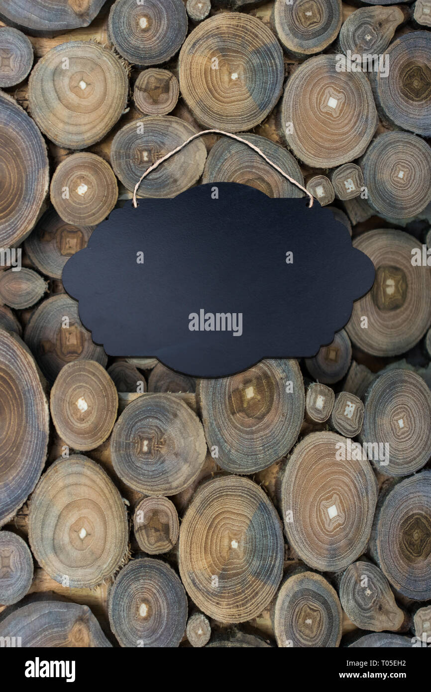 Black Empty Sign Board with string for hanging on wall Stock Photo - Alamy