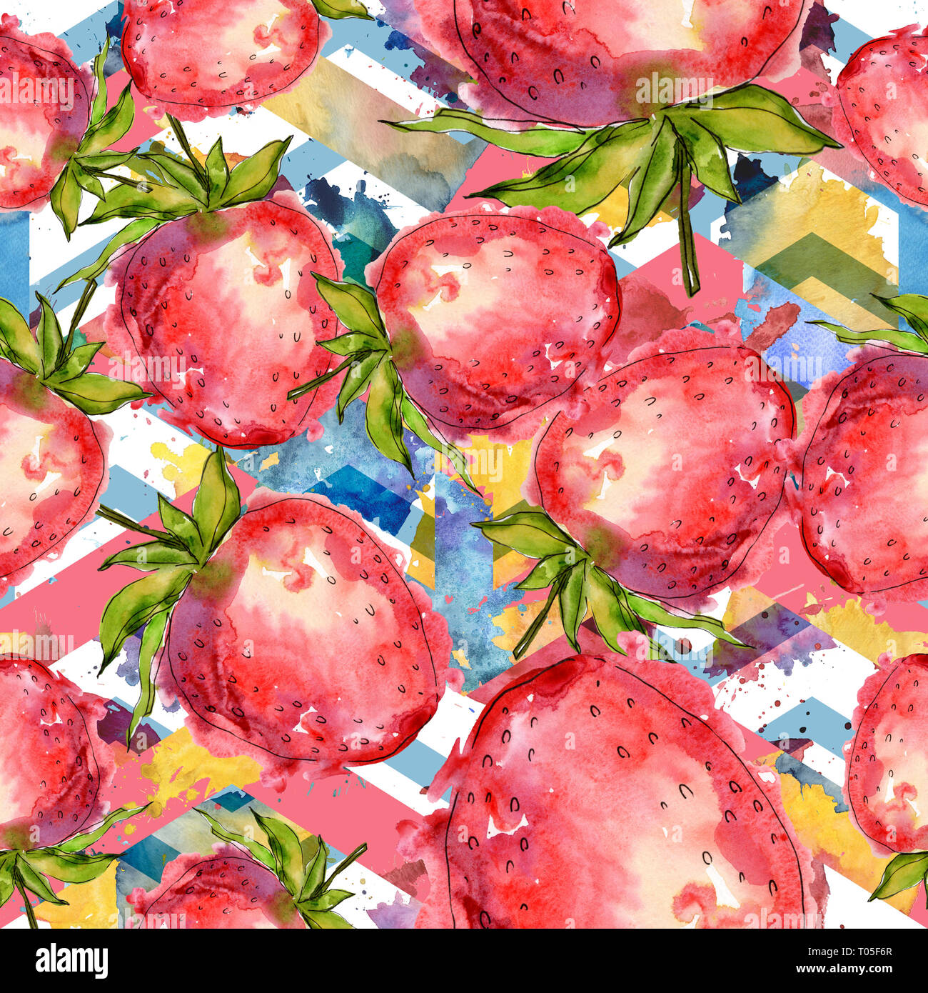 Strawberry healthy food in a watercolor style isolated. Watercolor ...