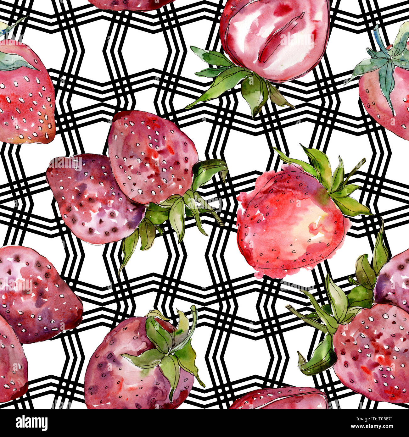 Strawberry healthy food in a watercolor style isolated. Watercolor ...