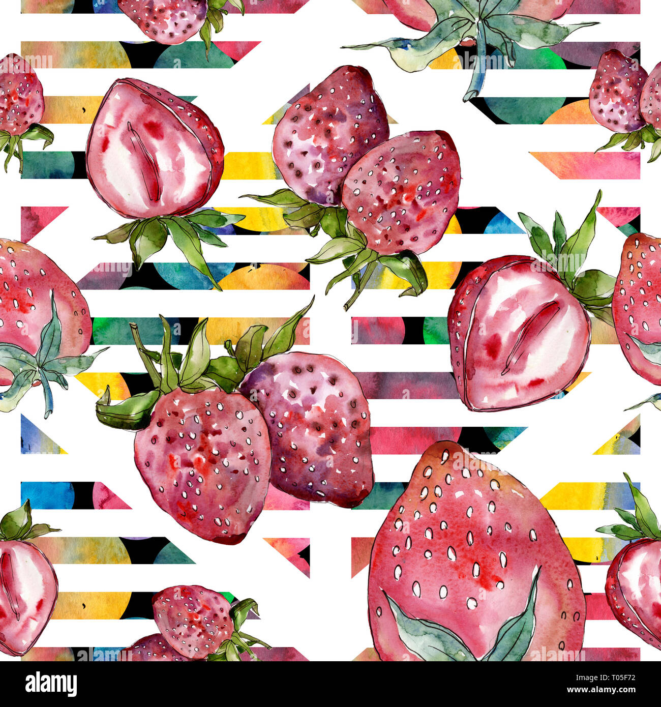 Strawberry healthy food in a watercolor style isolated. Watercolor ...