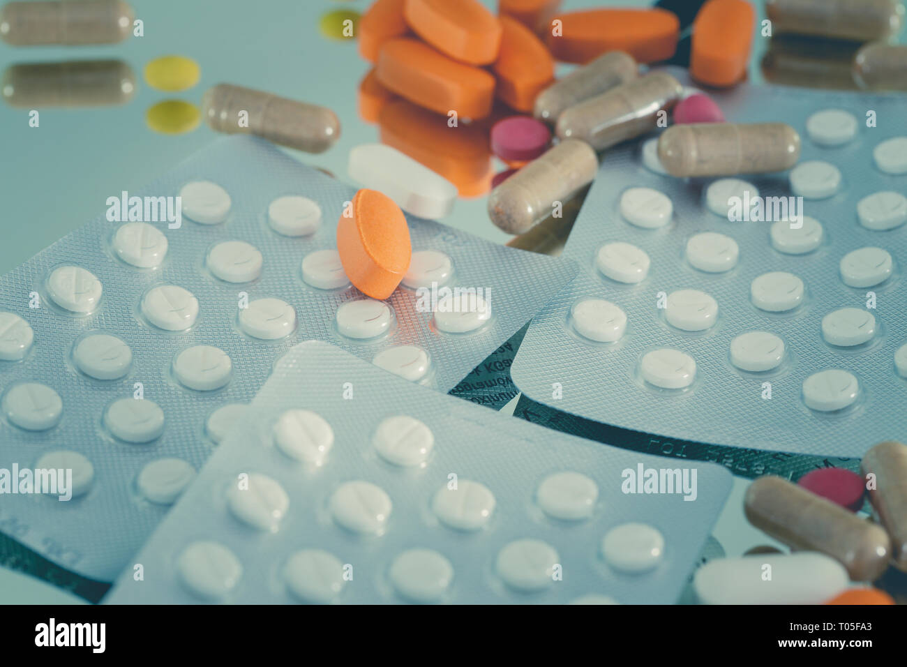 Medications and tablets of various types Stock Photo - Alamy