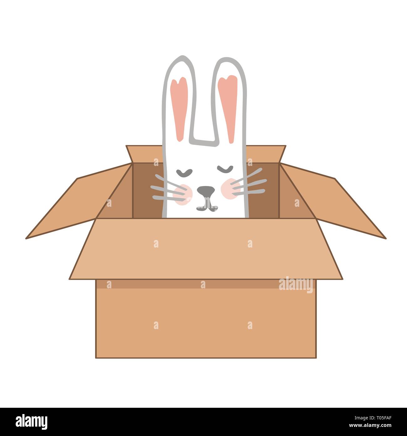 Surprise Craftboard Box with Happy Easter Bunny. Vector illustration ...
