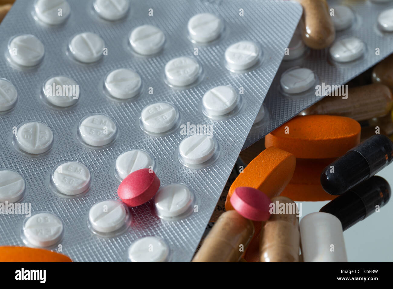 Medications and tablets of various types Stock Photo - Alamy