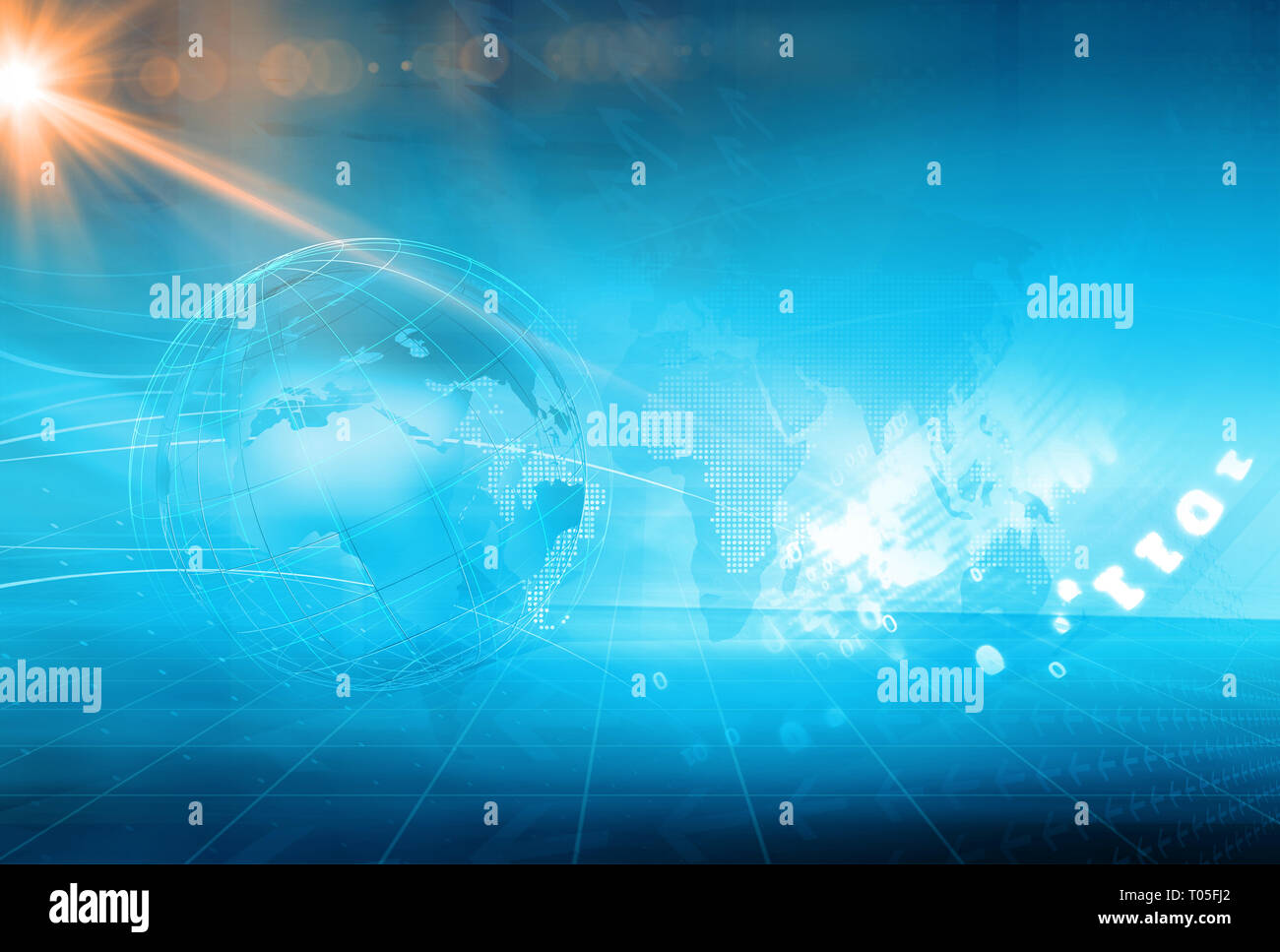 Graphical news background with world map and earth globe, global ...
