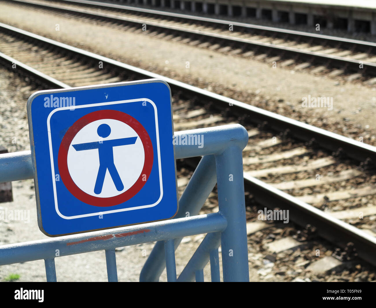 Train station warning sign hi-res stock photography and images - Alamy