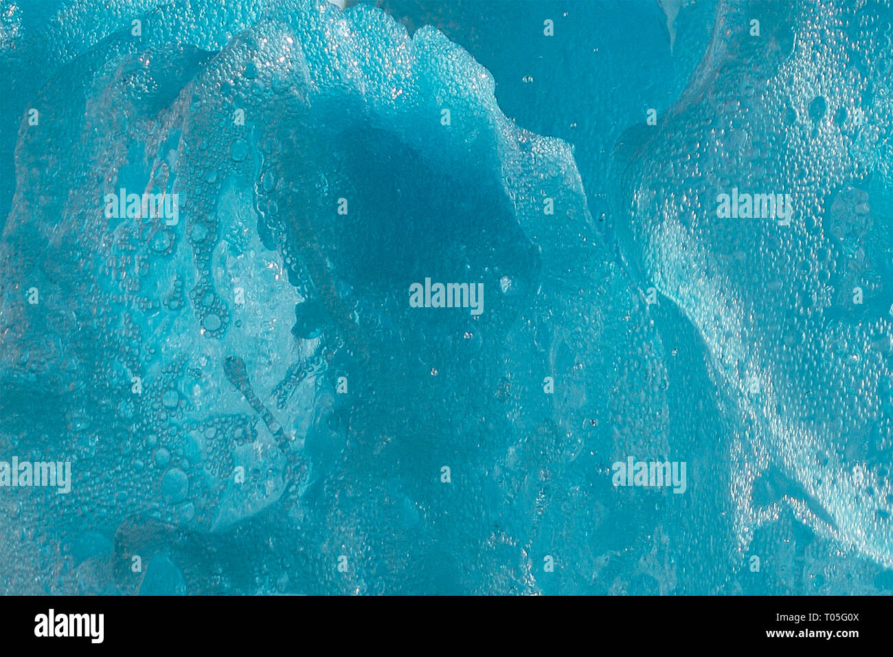 horizontal view in foreground of water and drops from blue color Stock ...