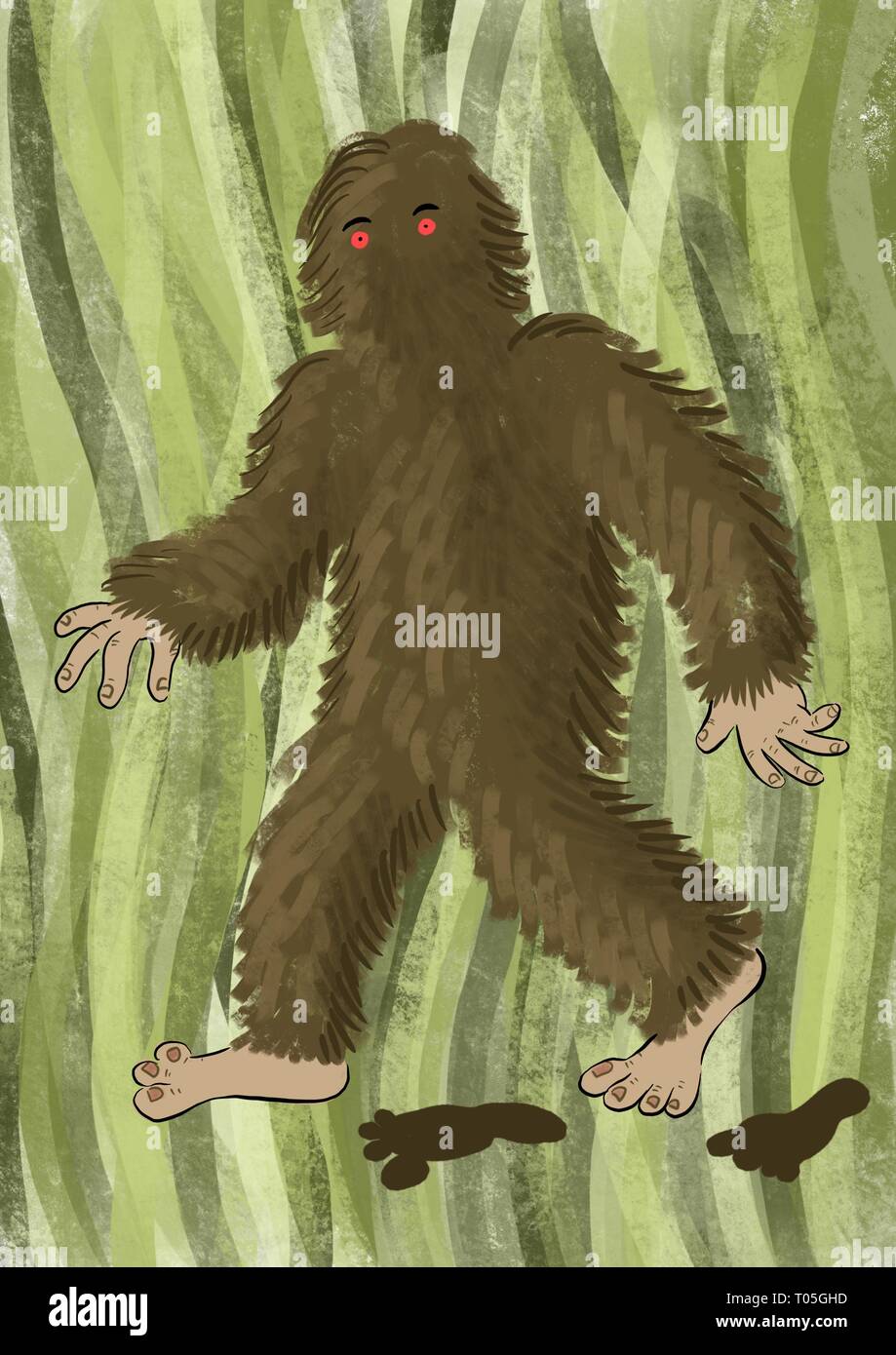 Illustration of Bigfoot Stock Photo - Alamy