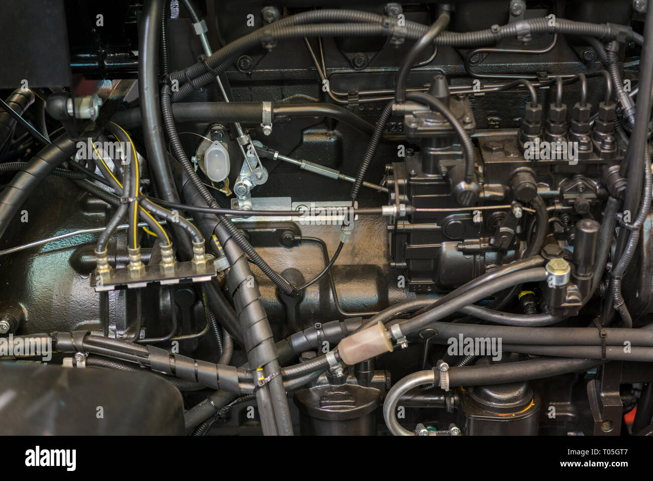 Modern new agricultural diesel tractor engine. Modern new hi-tech ...