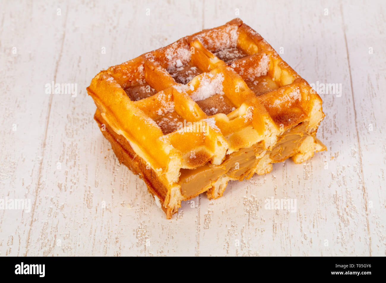 Sweet Waffle with berry jam Stock Photo - Alamy