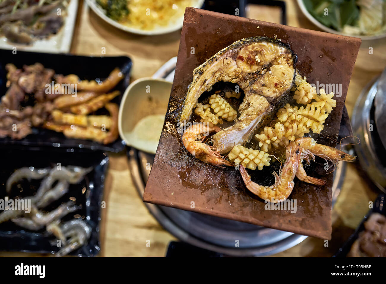Traditional vietnamese hot spot restaurant with varied food Stock Photo ...