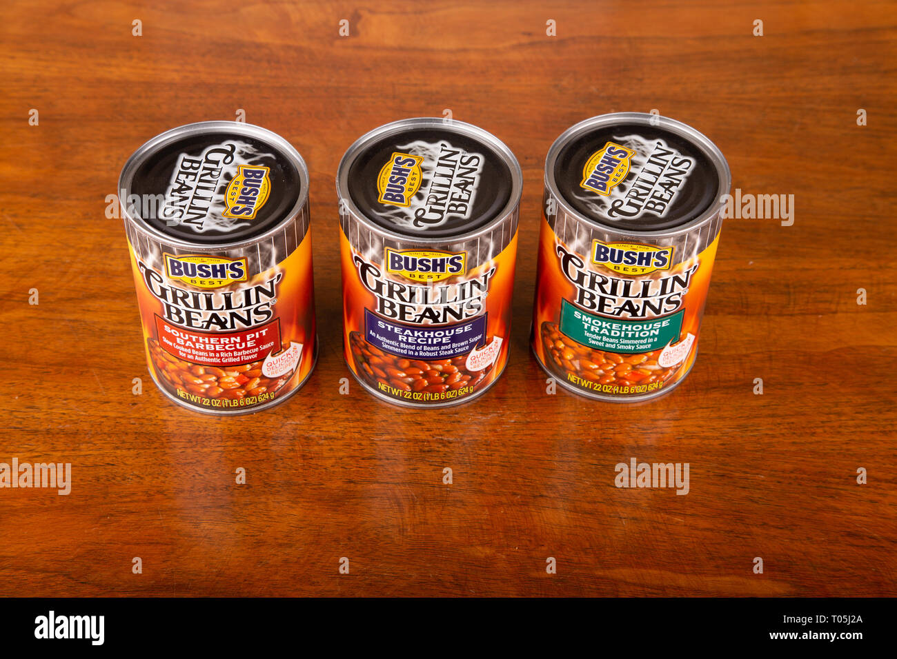 ATLANTA, GEORGIA - April 21, 2017: Bush's Grillin Beans. Three ...