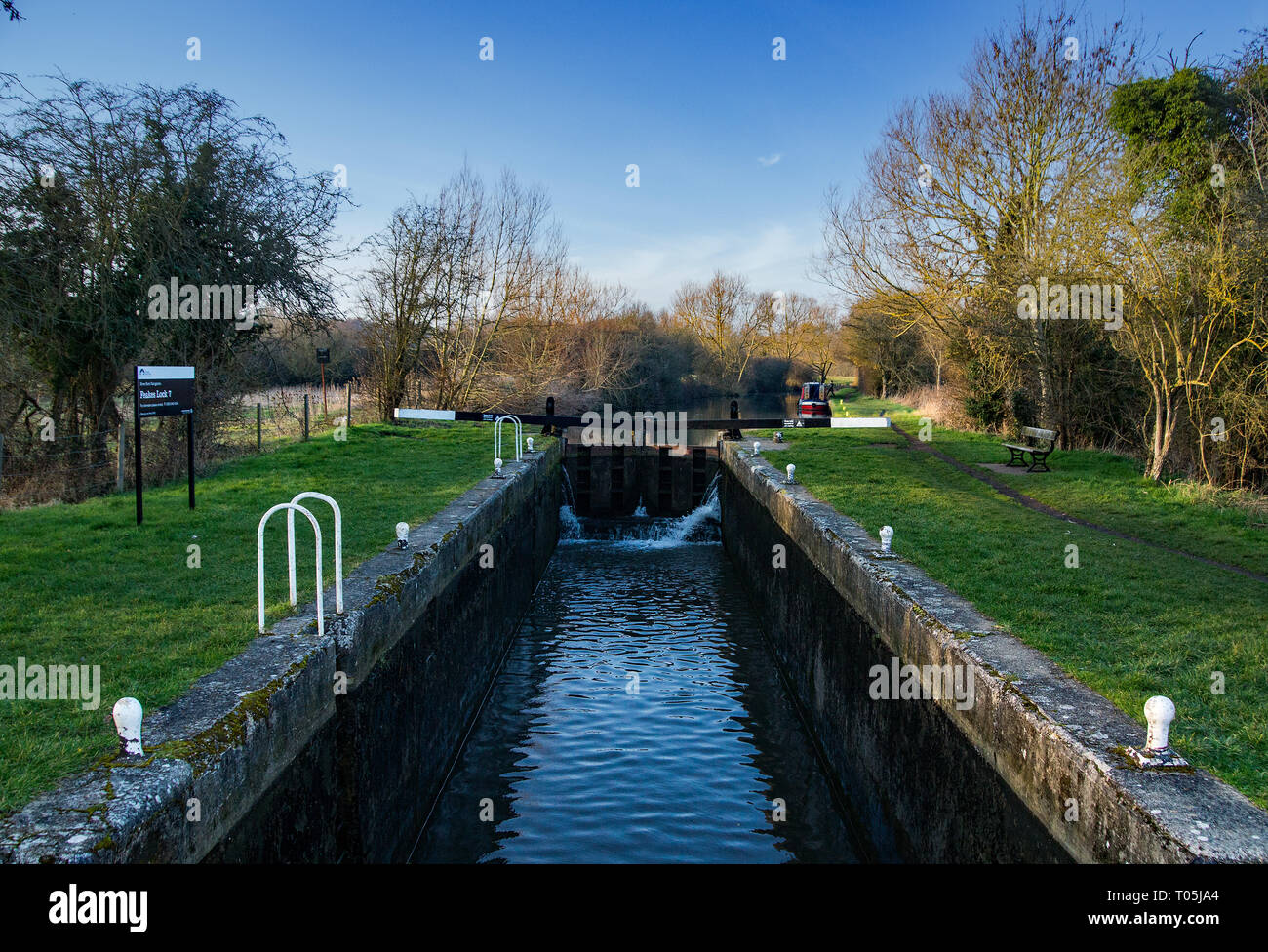 Feakes Lock on the Stort and Lee Navigation or canal between Harlow and ...