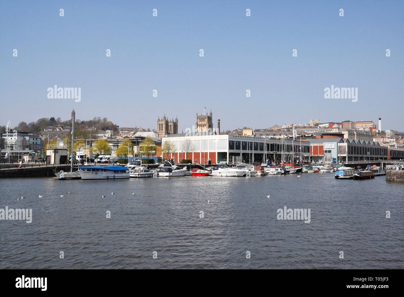 Floating harbour in Bristol showing the towns skyline, England UK Stock ...