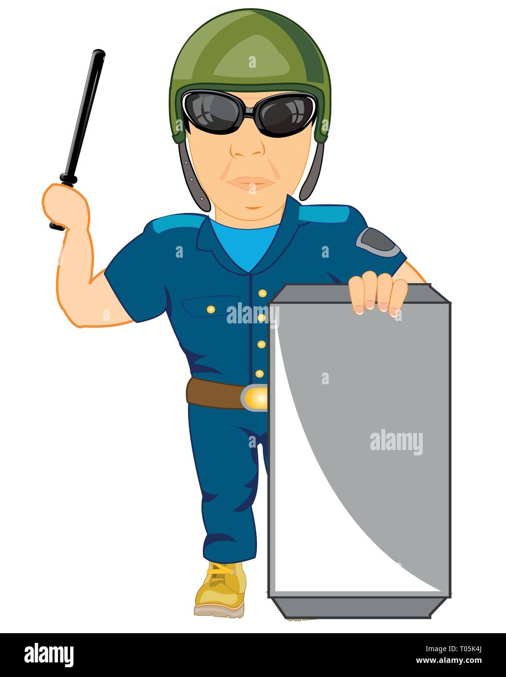 Vector illustration of the cartoon police on white background Stock ...