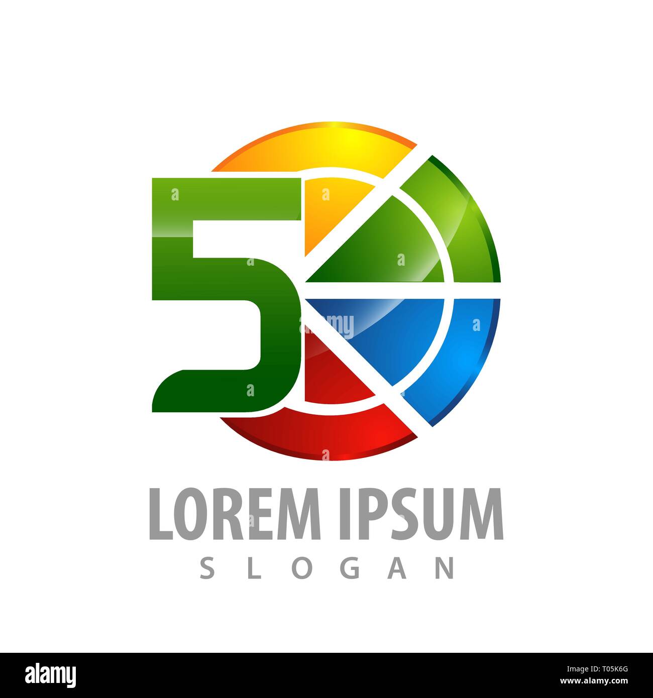 Number five with cirlce colorful concept design. Symbol graphic ...