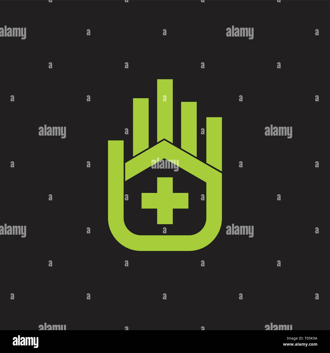 plus medical home hand palm care symbol logo vector Stock Vector Image ...