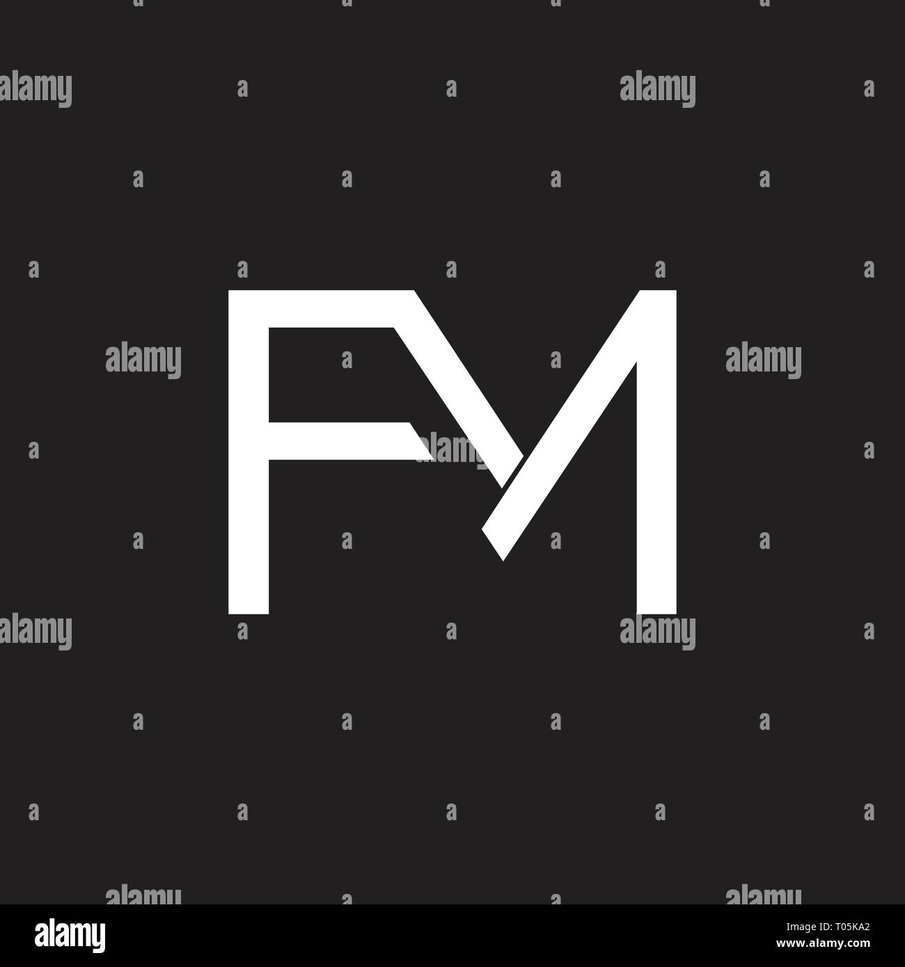 letters fm simple linked geometric line logo vector Stock Vector Image ...