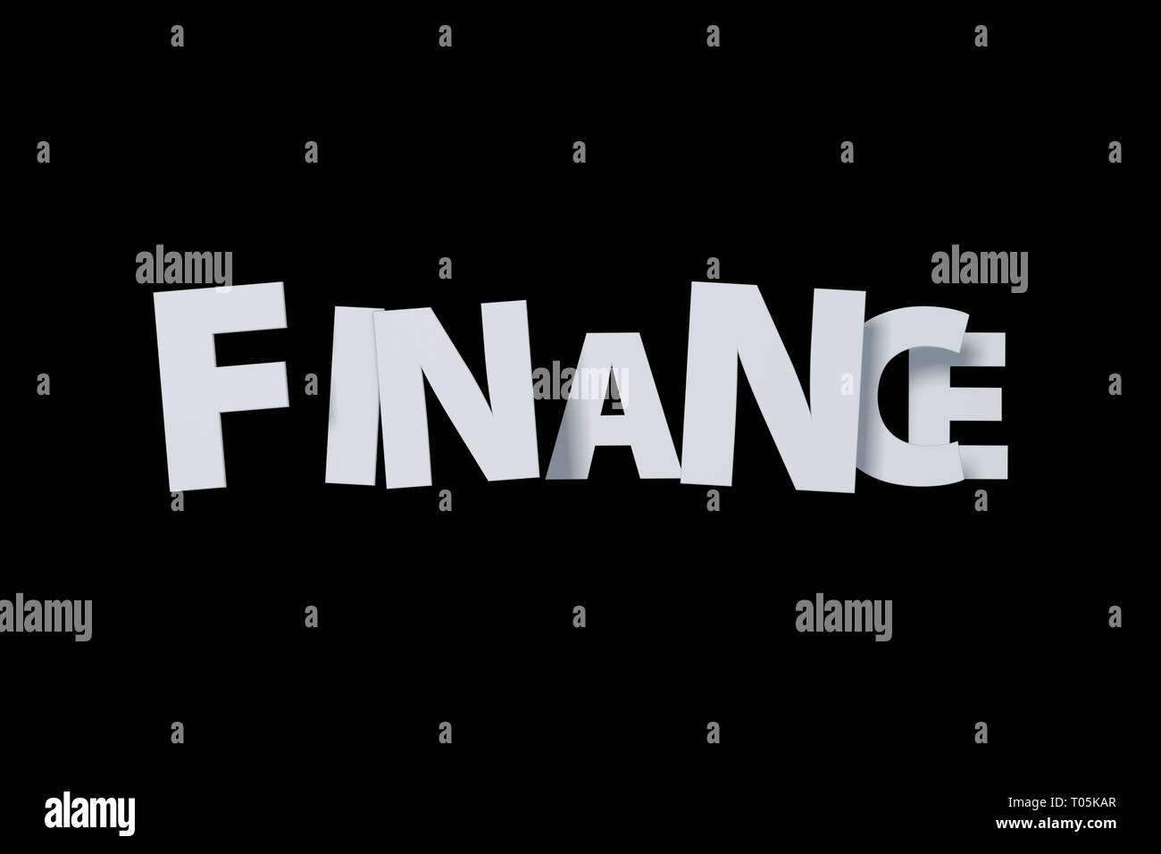 3d rendering of white letters with finance word concept, isolated on ...