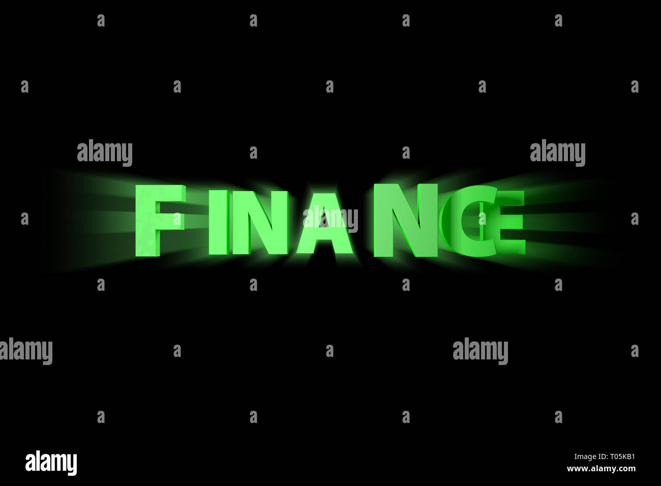 3d rendering of green letters with finance word concept, isolated on ...