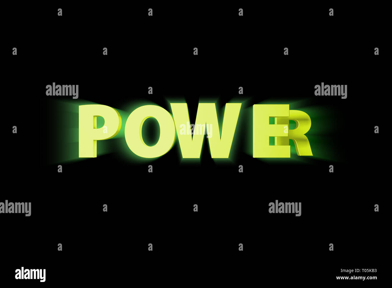 3d rendering of yellow letters with power word concept, isolated on ...