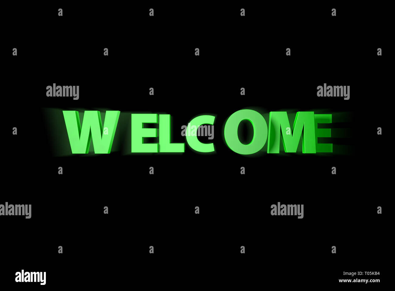 3d rendering of green letters with welcome word concept, isolated on ...