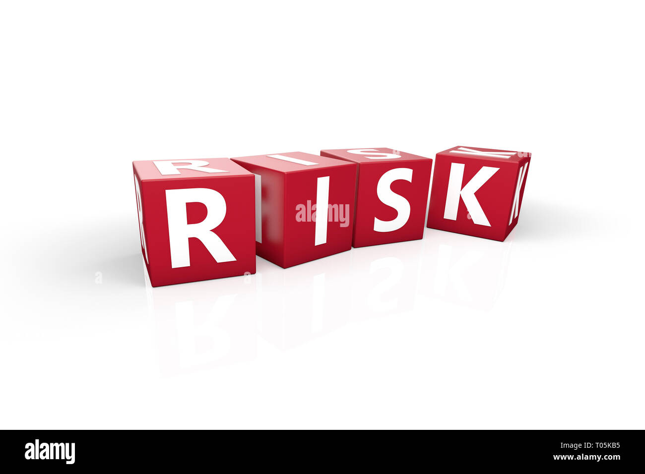3d rendering, letters of risk word concept with red toy boxes, isolated ...