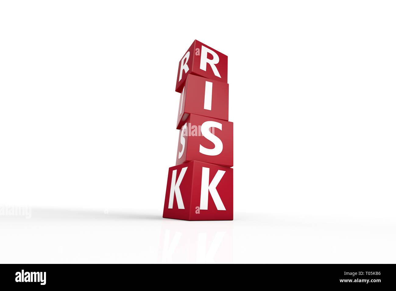 3d rendering, letters of risk word concept with red toy boxes, isolated ...