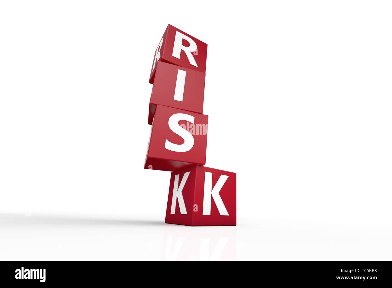 3d rendering, letters of risk word concept with red toy boxes, isolated ...