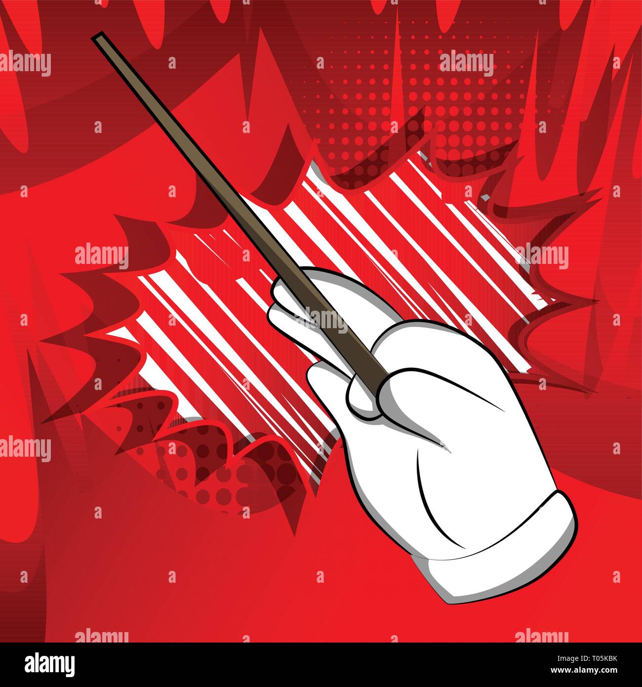Vector cartoon hand with Magic Stick. Illustrated hand on comic book ...