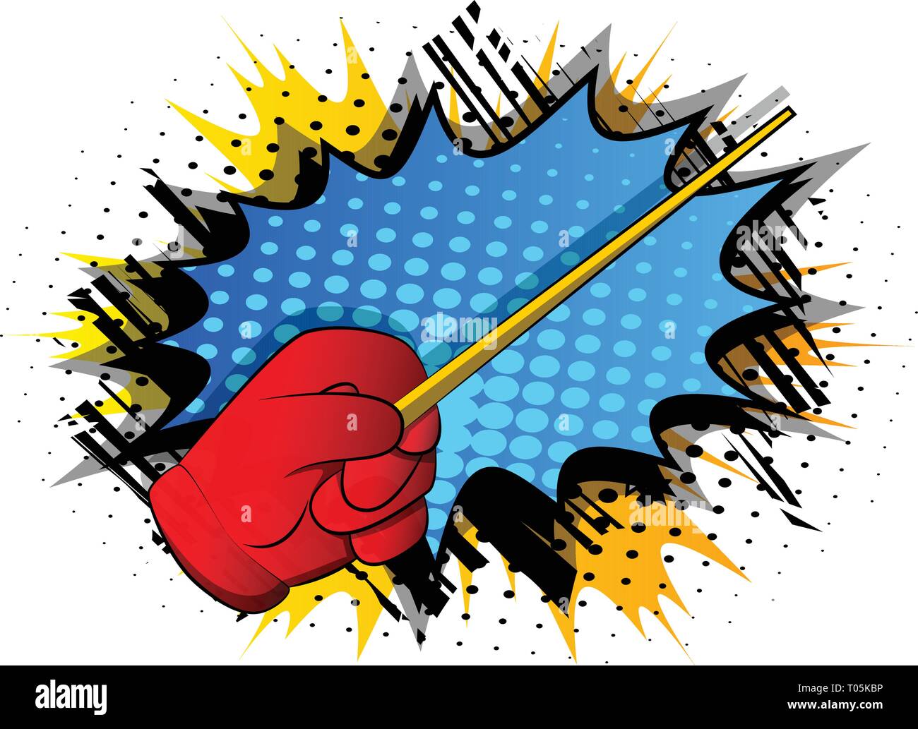 Vector cartoon hand with Magic Stick. Illustrated hand on comic book ...