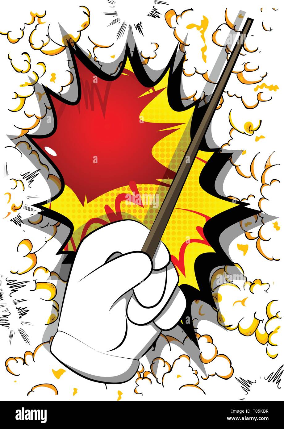 Vector cartoon hand with Magic Stick. Illustrated hand on comic book ...