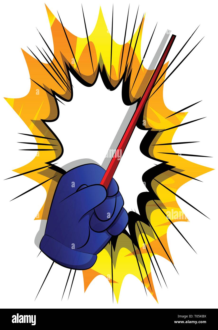 Vector cartoon hand with Magic Stick. Illustrated hand on comic book ...