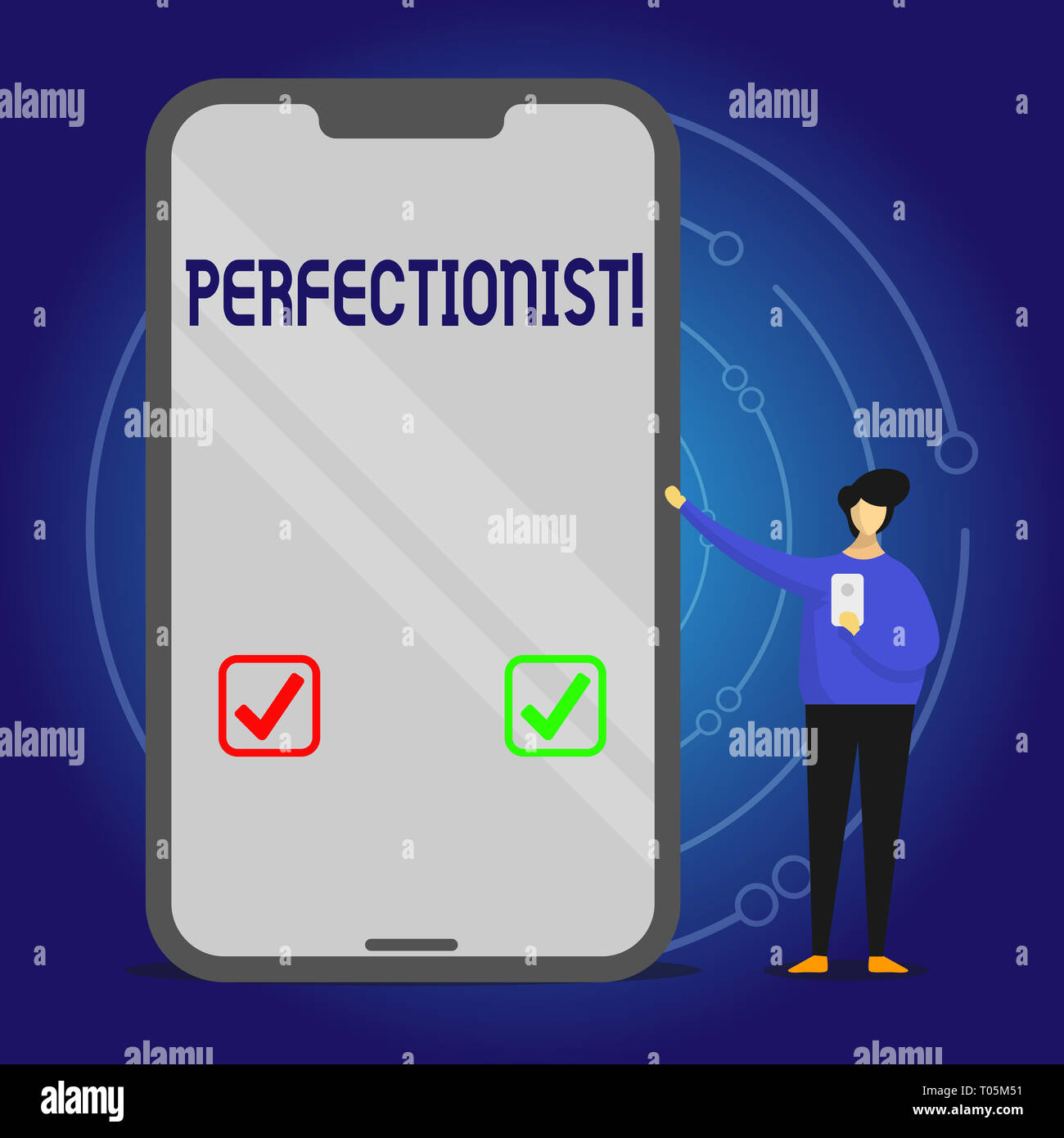Writing note showing Perfectionist. Business concept for Person who ...