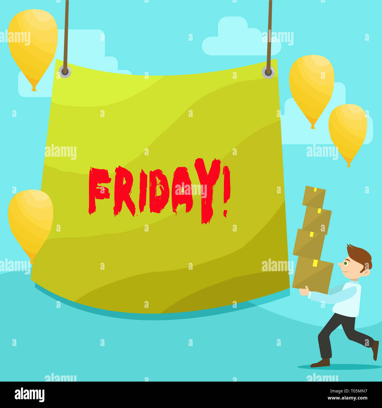 Text sign showing Friday. Business photo text Last day of working week ...