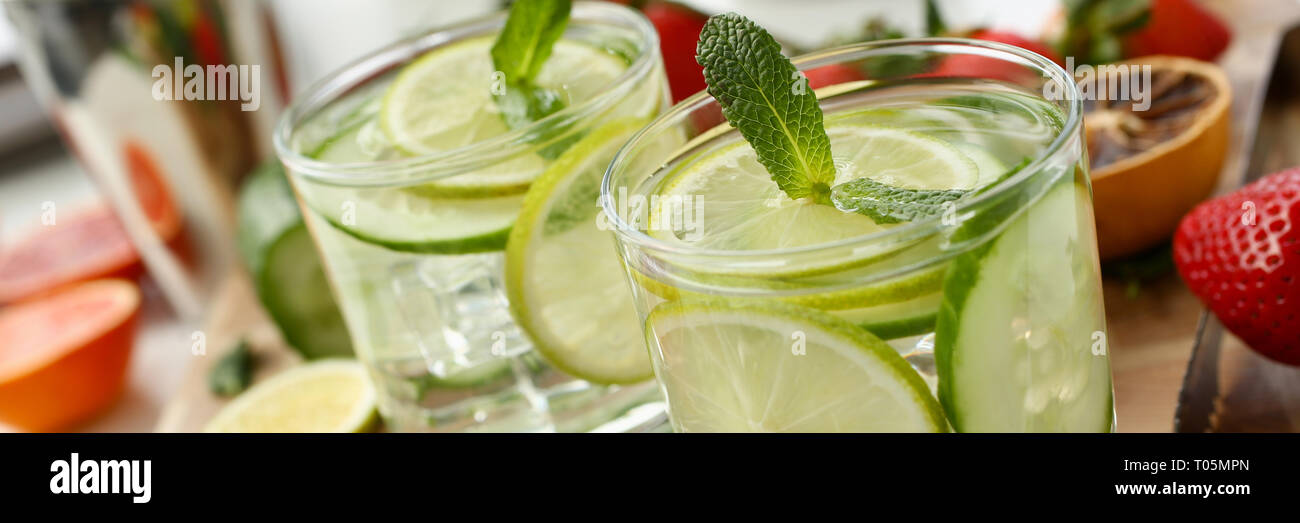 Lime with cucumber punch home made cocktail Stock Photo - Alamy