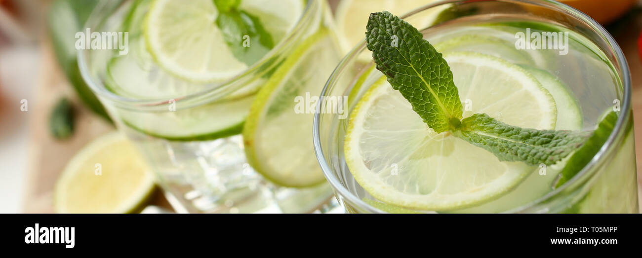 Lime with cucumber punch home made cocktail Stock Photo - Alamy