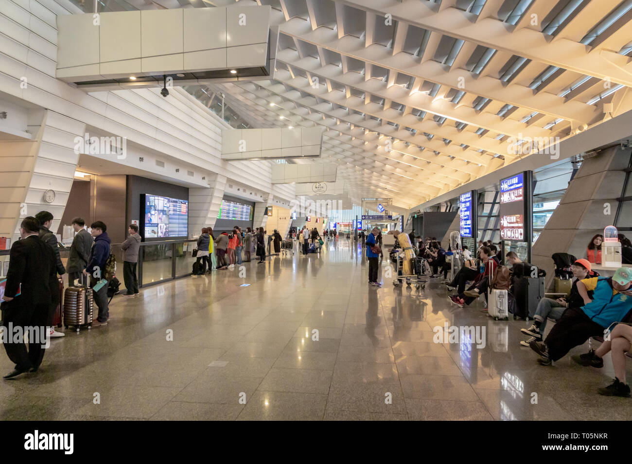 Taipei, Taiwan - February 2019: Taipei Taoyuan Airport architecture and ...
