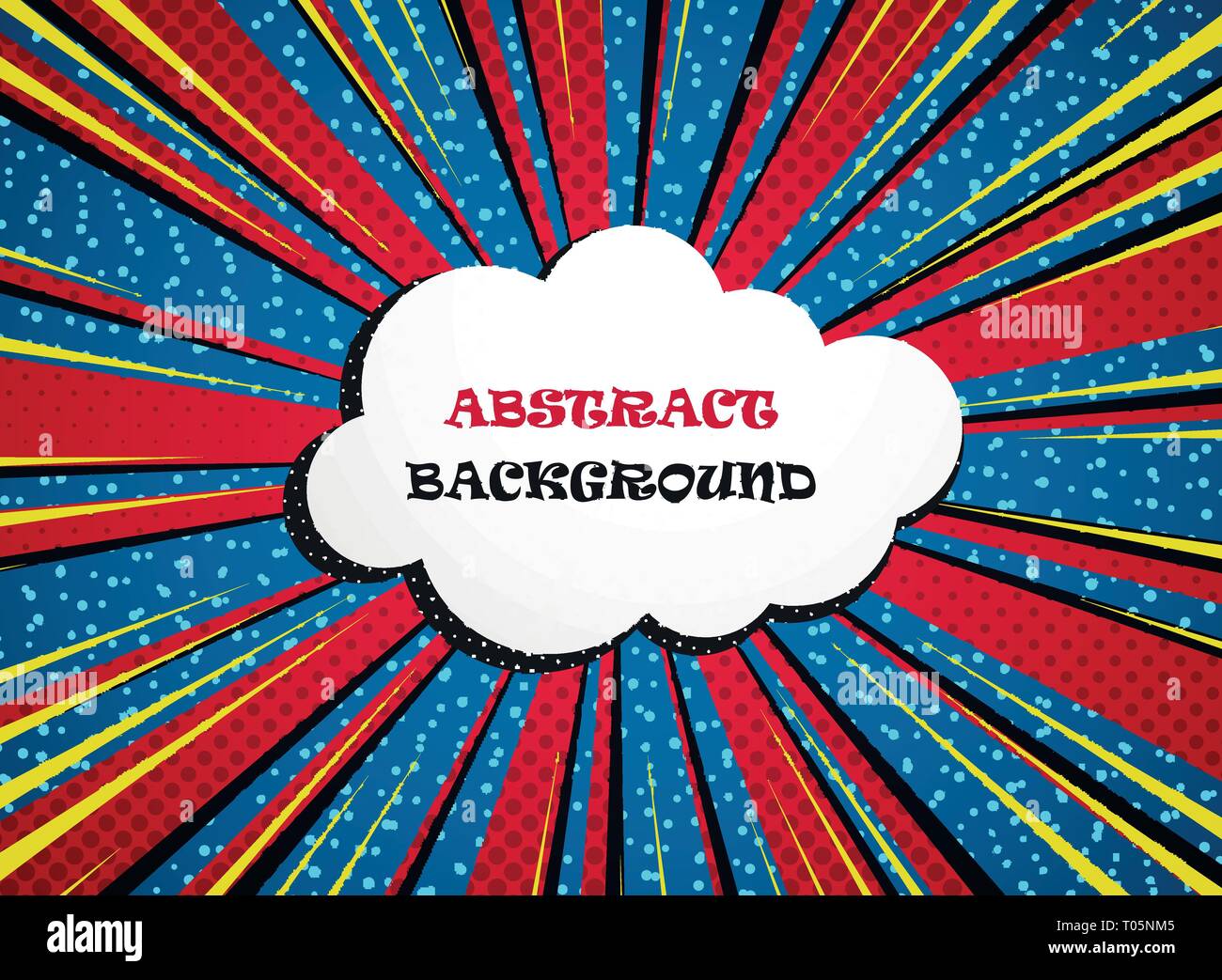 Abstract vivid colorful comic background with copy space in sun burst ...