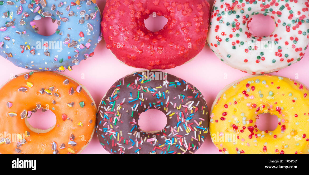 Set of donuts of various colors Stock Photo - Alamy