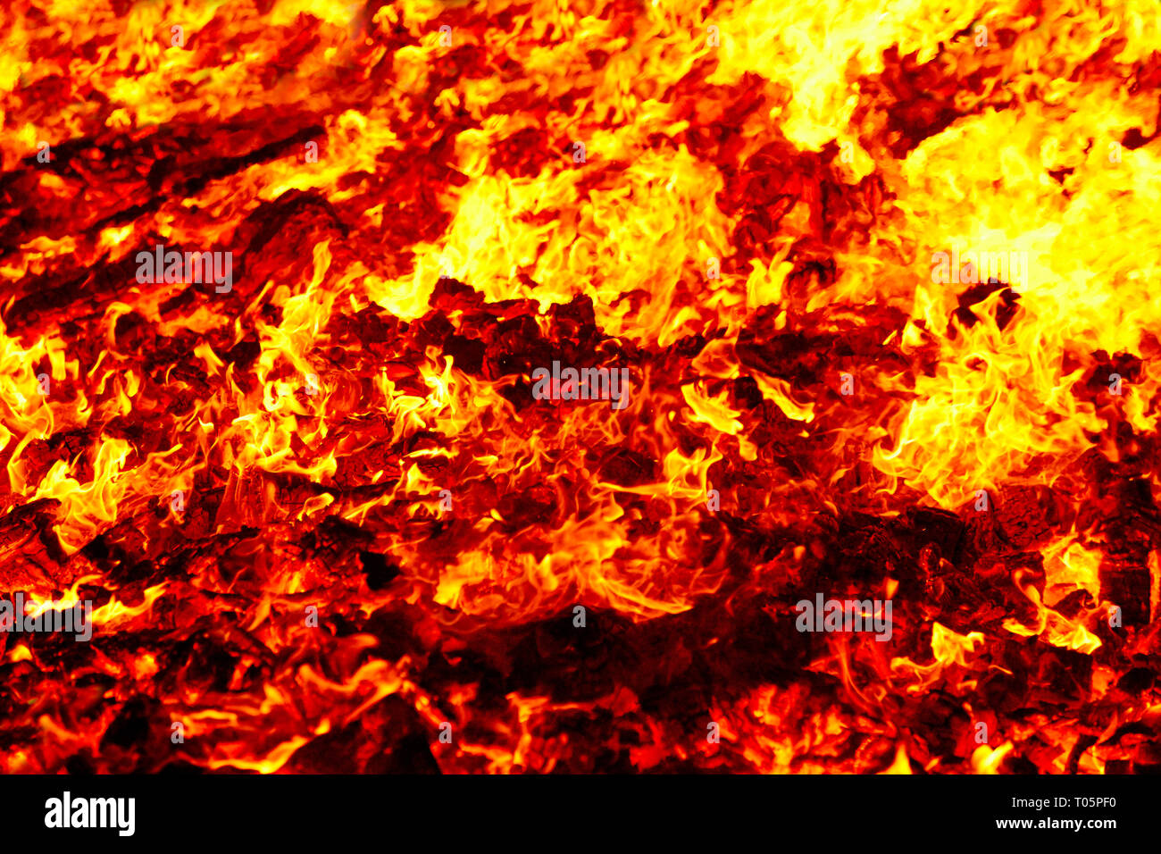 Fire. Volcano incandescent material. Hot charcoal bonfire. Carbon ...