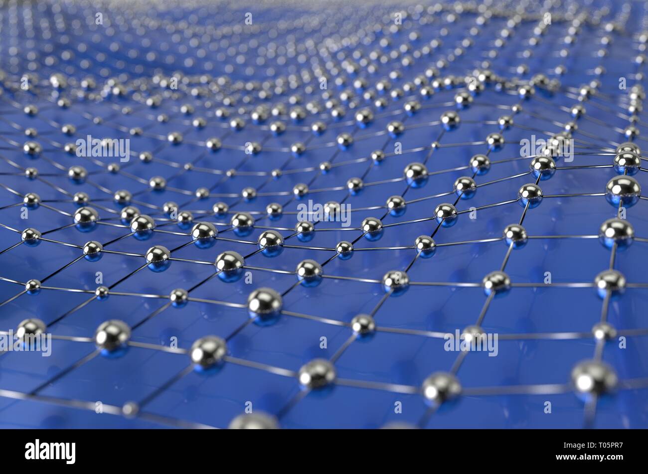 Blue wireframe metallic blue mesh with ball wave landscape abstract ...